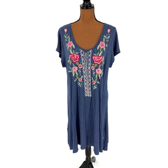 Caite | Dresses | Caite Handmade Fully Embroidered Floral Midi Dress In ...